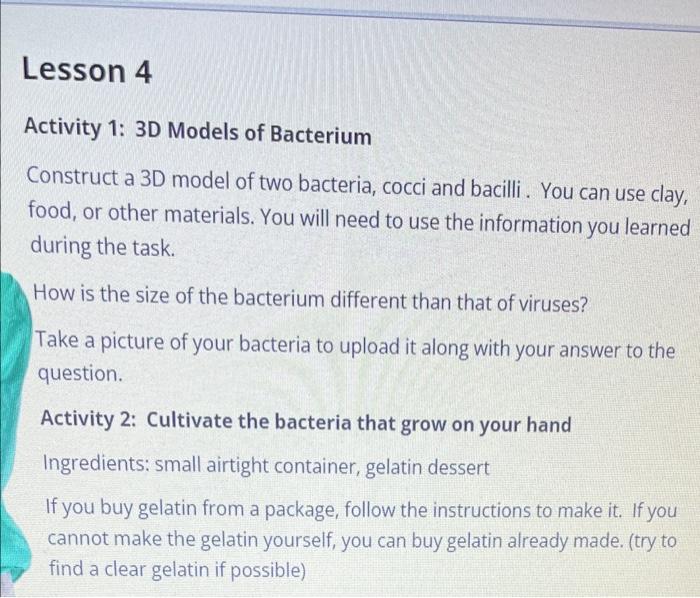 Solved Lesson 4 Activity 1: 3D Models of Bacterium Construct | Chegg.com