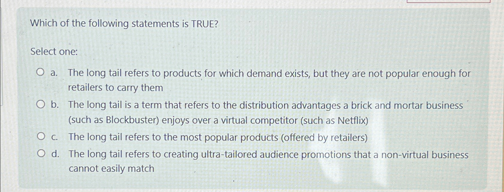 Solved Which Of The Following Statements Is Trueselect