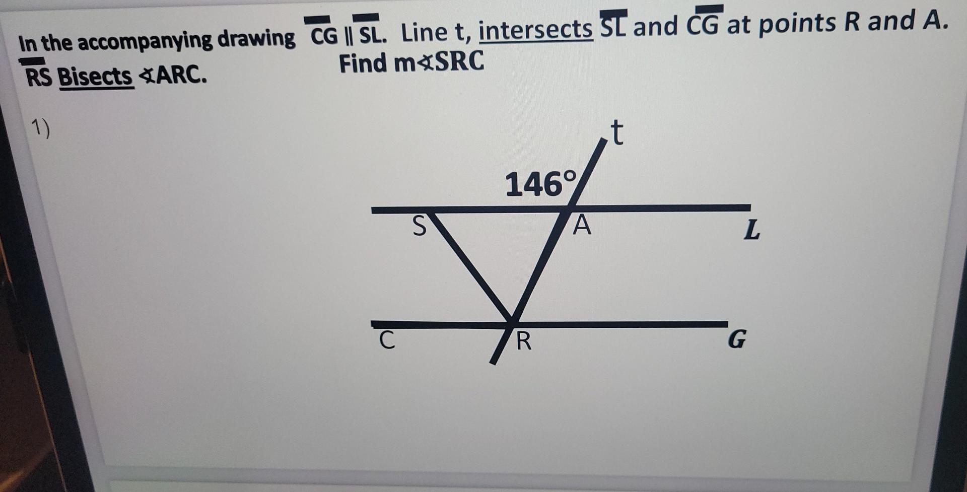Solved In the accompanying drawing CG || SL. Line t, | Chegg.com