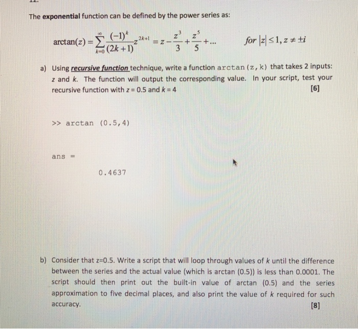 Solved The exponential function can be defined by the power | Chegg.com