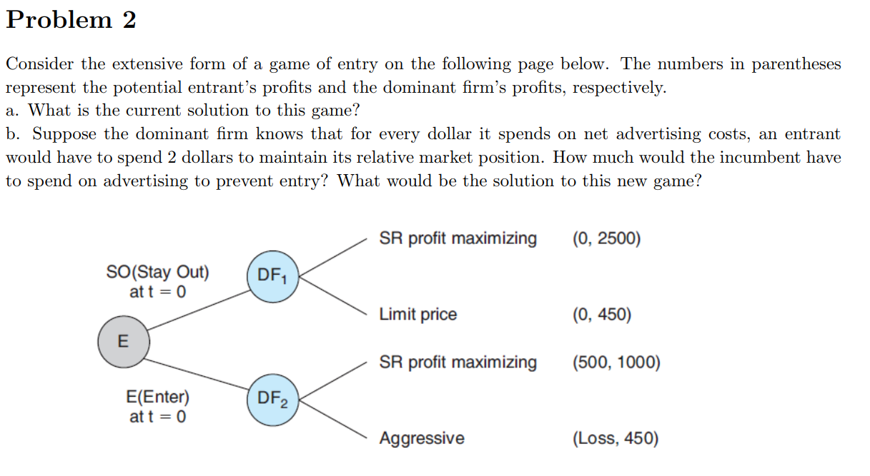 Problem 2Consider the extensive form of a game of | Chegg.com