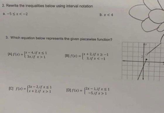 Solved 2. Rewrite the inequalities below using interval | Chegg.com