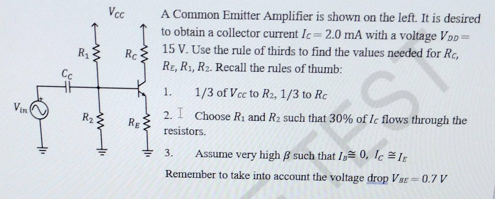 Solved A Common Emitter Amplifier is shown on the left. It | Chegg.com