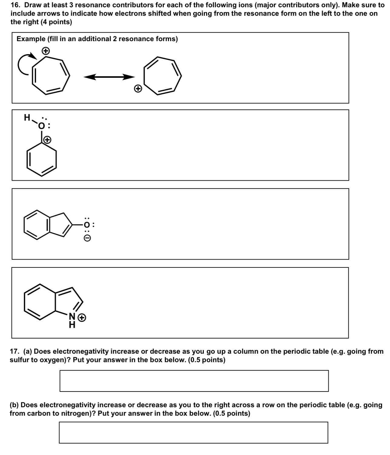 Solved Draw at least 3 ﻿resonance contributors for each of | Chegg.com