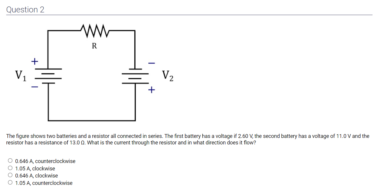 Solved The figure shows two batteries and a resistor all | Chegg.com