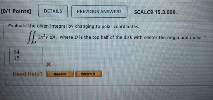 Solved [0/1 Points] DETAILS PREVIOUS ANSWERS SCALC9 | Chegg.com