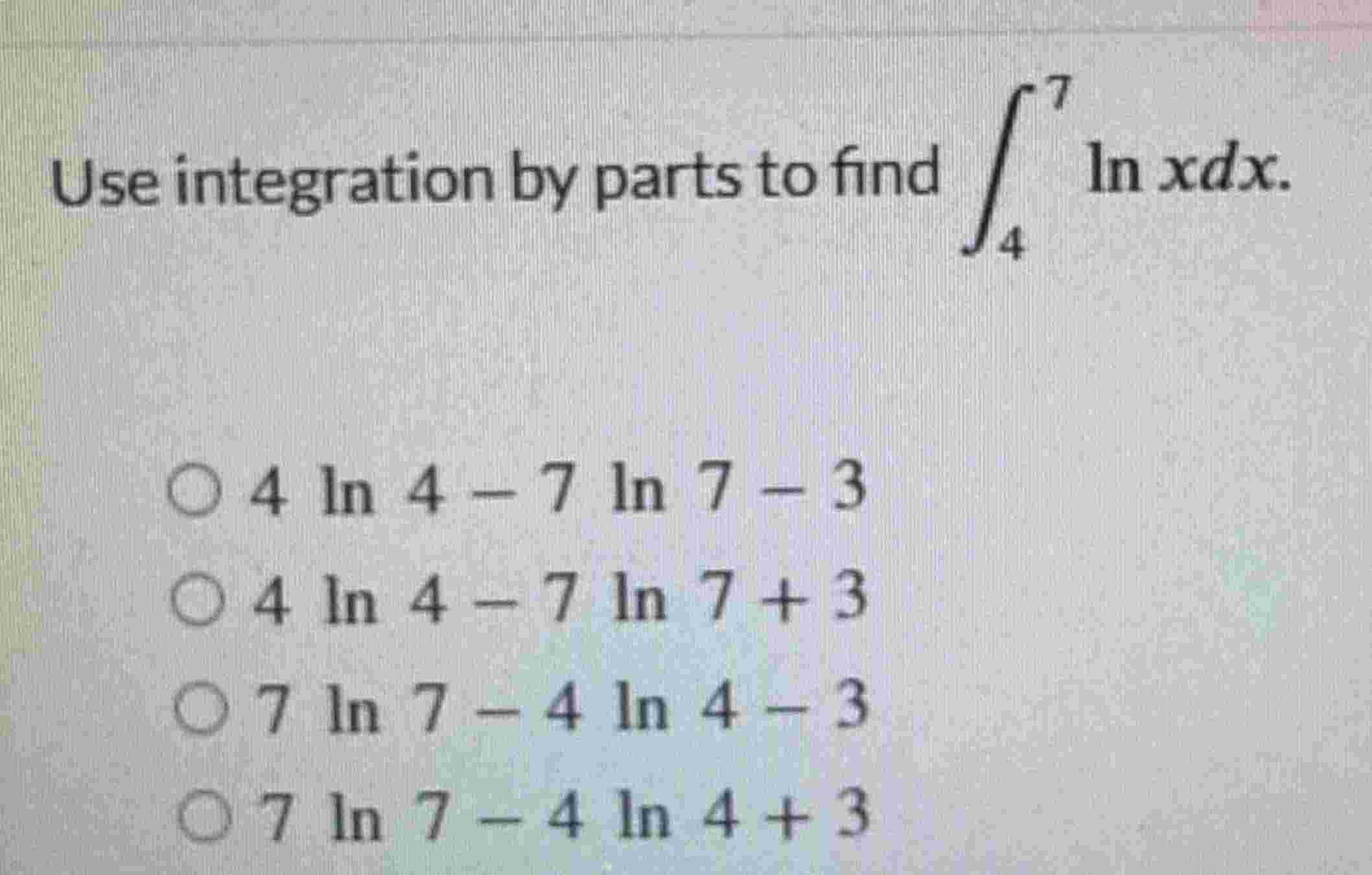 Solved Use integration by ﻿parts to ﻿find | Chegg.com