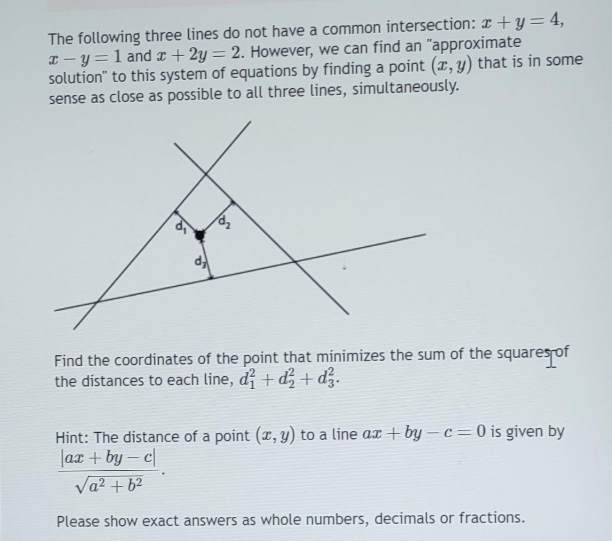 Solved The following three lines do not have a common | Chegg.com
