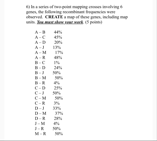 Solved In a series of two-point mapping crosses involving 6 | Chegg.com