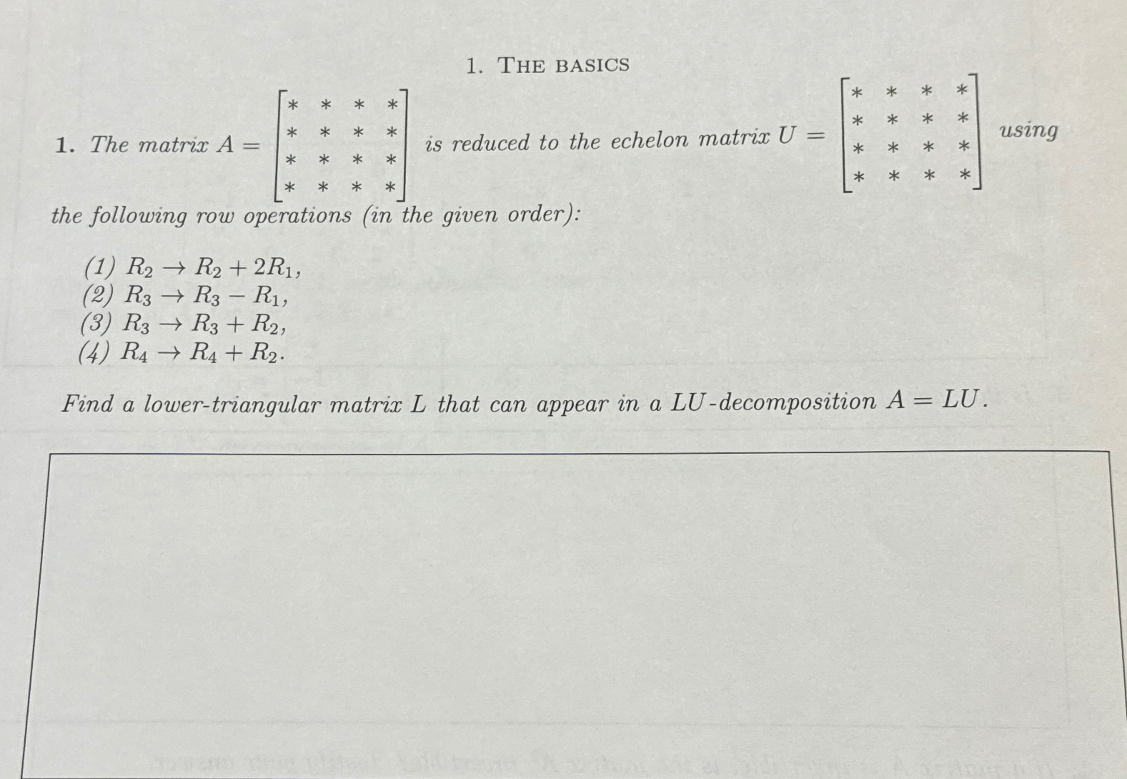 Solved The BASICSThe matrix | Chegg.com