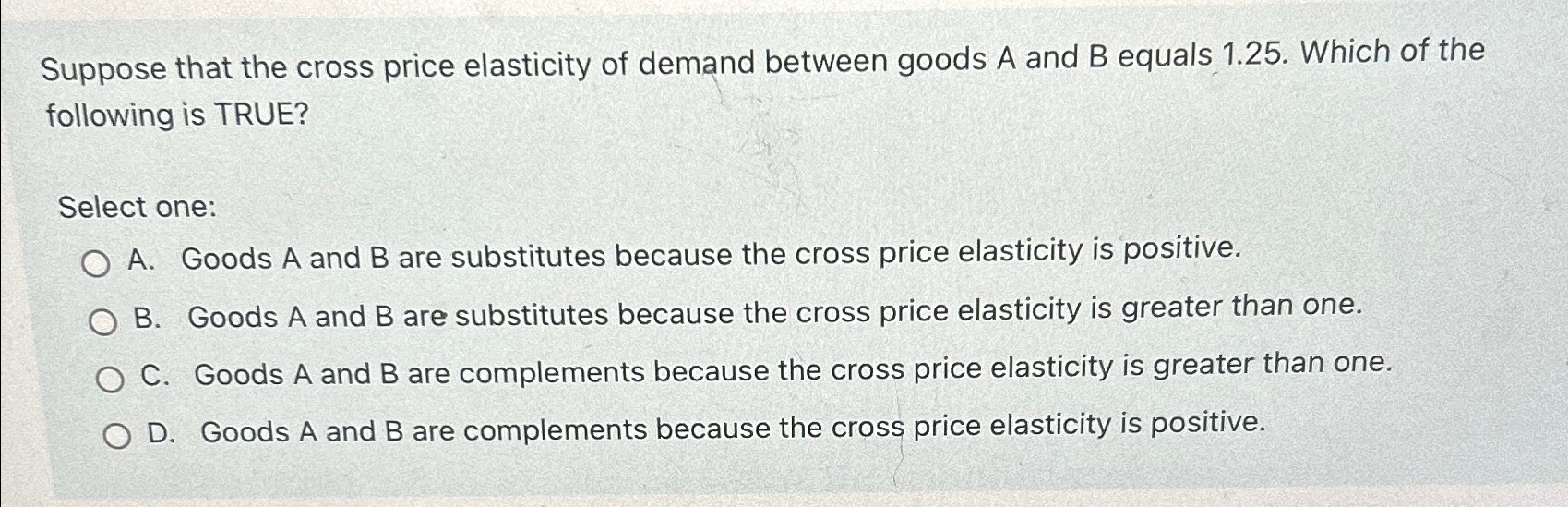 Solved Suppose that the cross price elasticity of demand | Chegg.com