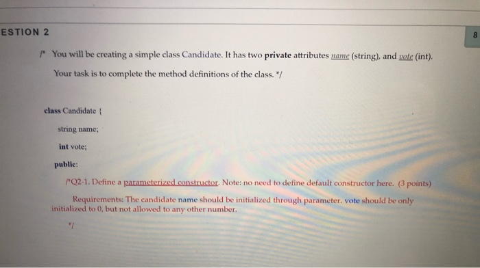 Solved ESTION 2 You will be creating a simple class | Chegg.com