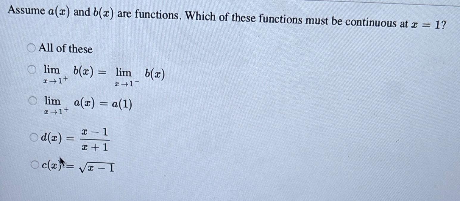 Solved Assume a(x) ﻿and b(x) ﻿are functions. Which of these | Chegg.com