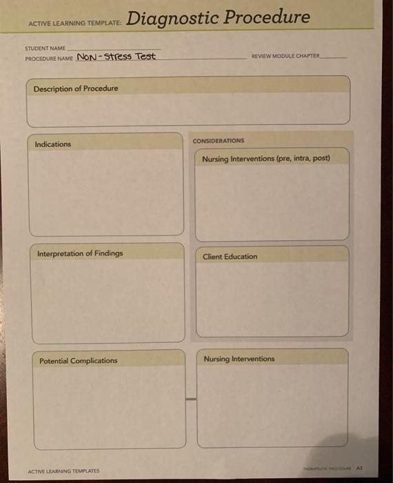 Solved ACTIVE LEARNING TEMPLATE: Diagnostic Procedure | Chegg.com