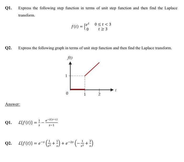 Solved Q1. Express the following step function in terms of | Chegg.com
