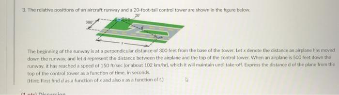 Solved 3. The relative positions of an aircraft runway and a | Chegg.com