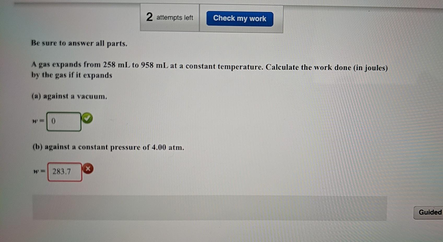 Solved 2 attempts left Check my work Be sure to answer all | Chegg.com