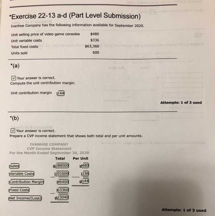 Solved *Exercise 22-13 a-d (Part Level Submission) Ivanhoe | Chegg.com