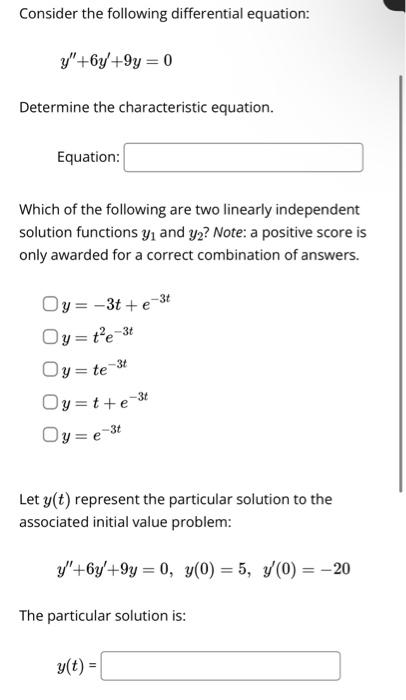 Solved Consider the following differential equation: | Chegg.com