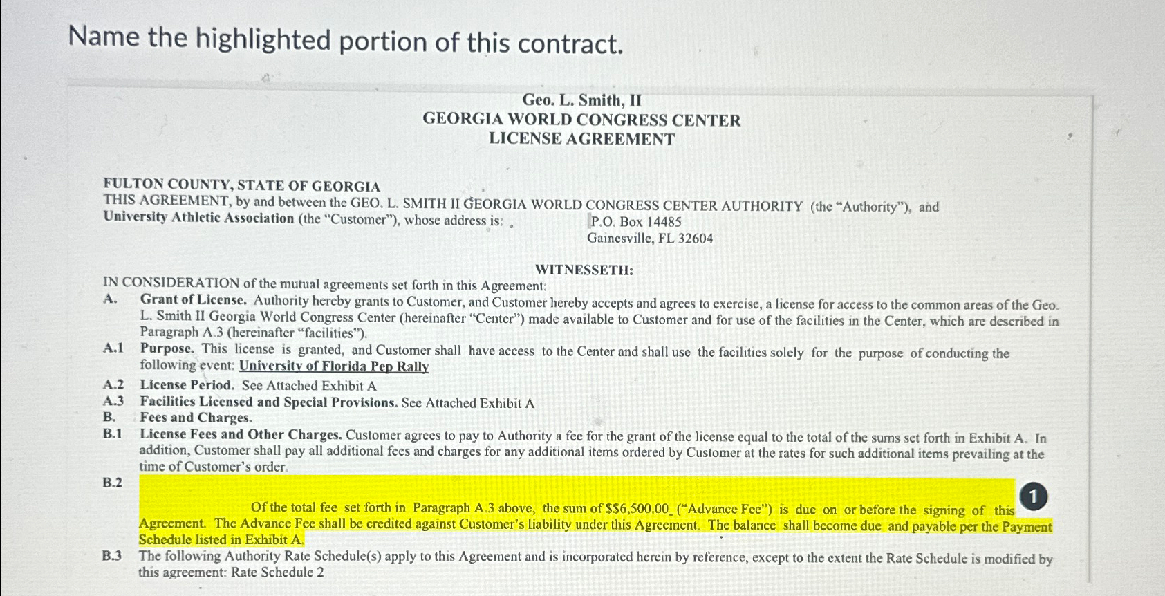 Solved Name the highlighted portion of this contract.Geo. L. | Chegg.com