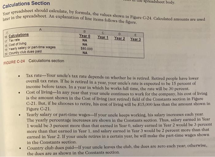 Spreadsheet body Calculations Section Your | Chegg.com