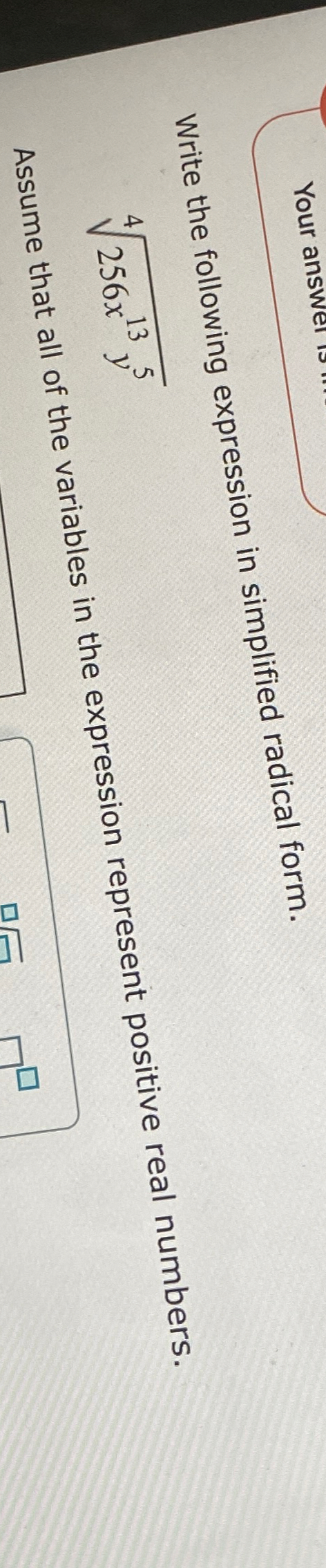 Solved Write the following expression in simplified radical | Chegg.com