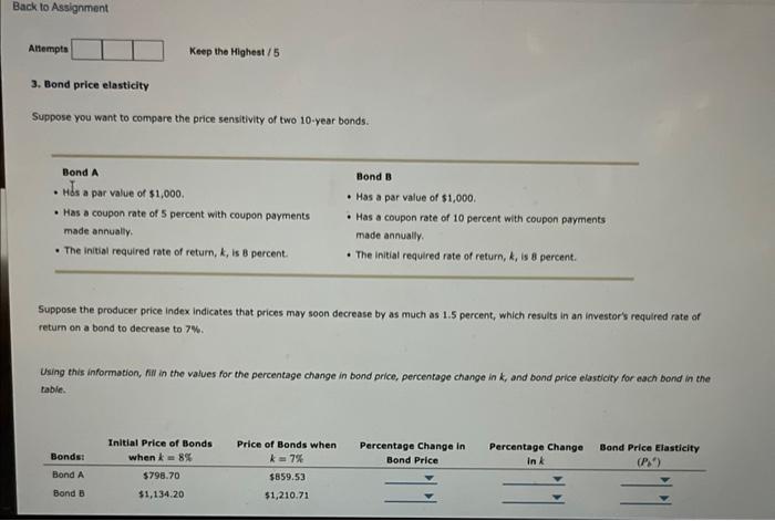 3. Bond price elasticity Suppose you want to compare | Chegg.com