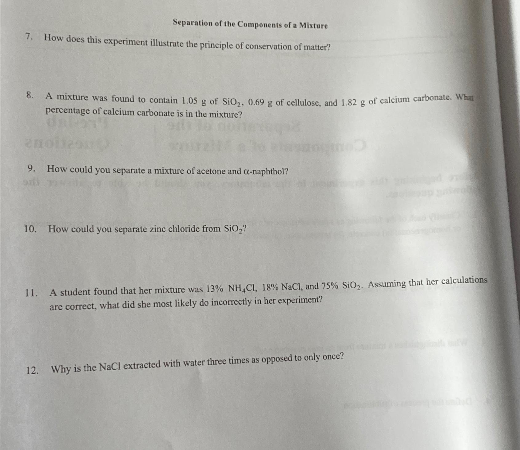 Solved Separation of the Components of a Mixture7. ﻿How does | Chegg.com