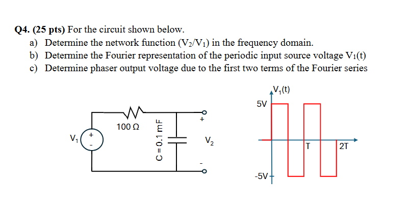 Solved Q4. ( 25 ﻿pts ) ﻿For the circuit shown below. | Chegg.com