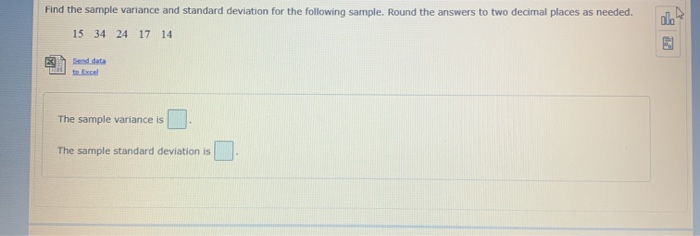 Solved Find the sample variance and standard deviation for | Chegg.com