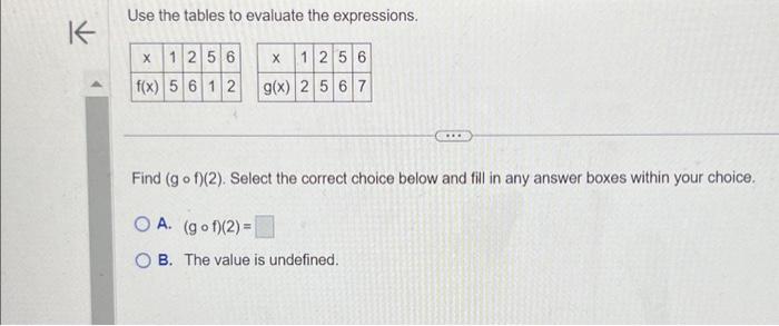 Solved Use the tables to evaluate the expressions. Find | Chegg.com