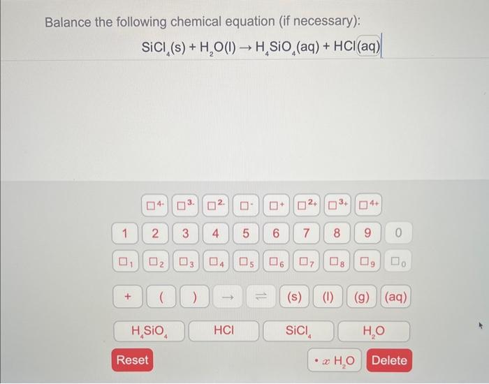 Solved Balance the following chemical equation (if | Chegg.com