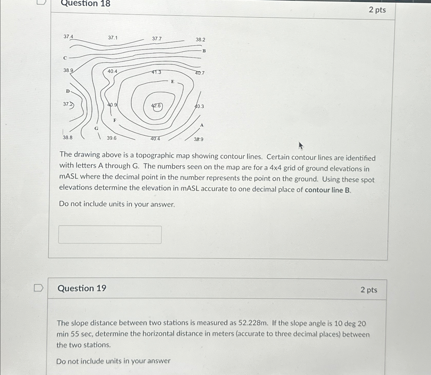 Solved The drawing above is a topographic map showing | Chegg.com