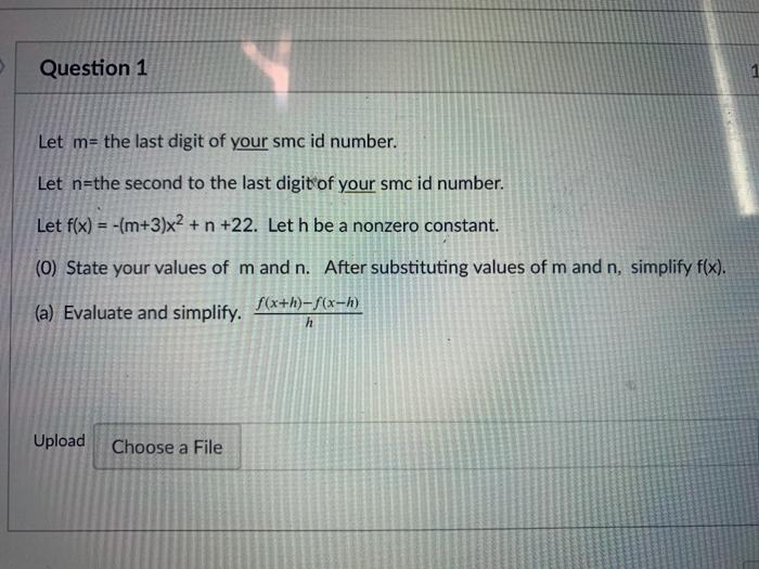 Solved Question 1 Let m= the last digit of your smc id | Chegg.com