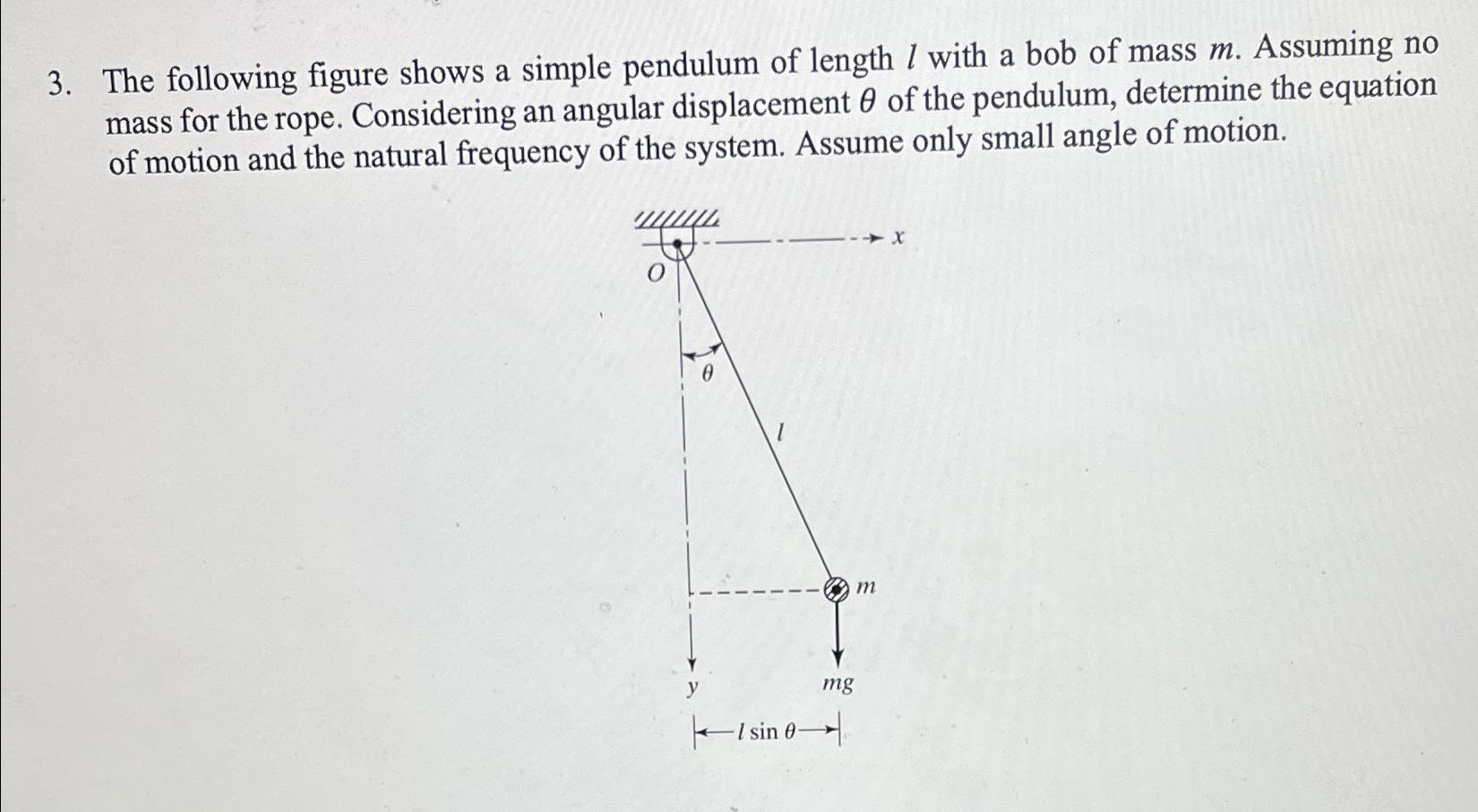 Solved The following figure shows a simple pendulum of | Chegg.com