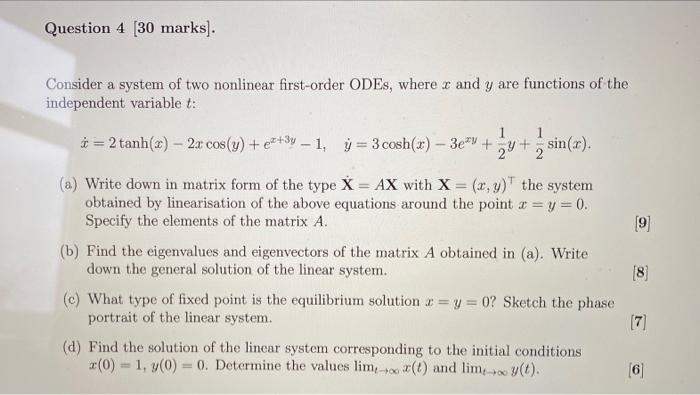 Solved Consider a system of two nonlinear first-order ODEs, | Chegg.com