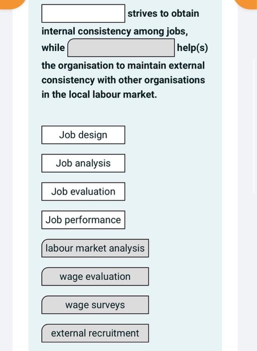 Solved strives to obtain internal consistency among jobs, | Chegg.com