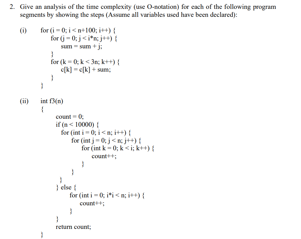 Give an analysis of the time complexity (use | Chegg.com