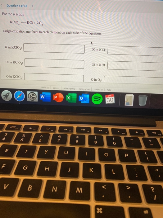 Solved Question 8 of 18 ) or the reaction KCIO, KCI + 20 | Chegg.com