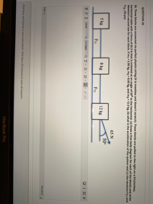 Solved three blocks are connected via perfect physics | Chegg.com