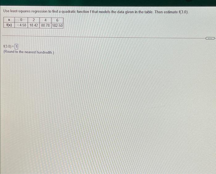 Solved Use least-squares regression to find a quadratic | Chegg.com