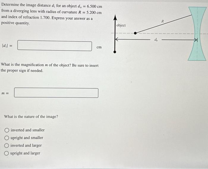 Solved Determine the image distance d1 for an object | Chegg.com