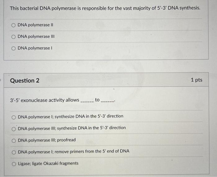 Solved This bacterial DNA polymerase is responsible for the | Chegg.com