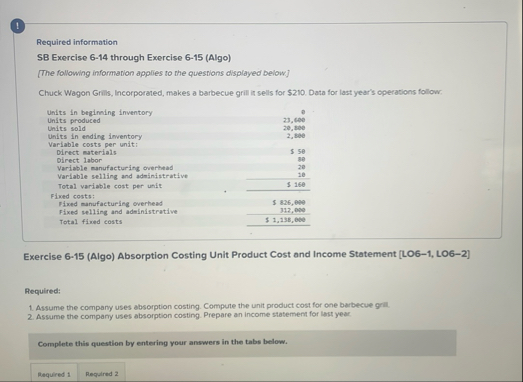 Solved 1Required informationSB Exercise 6-14 ﻿through | Chegg.com