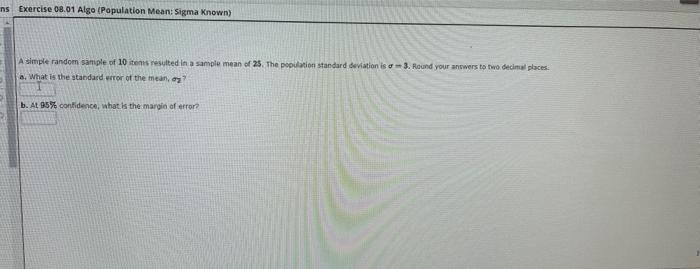Solved Ns Exercise 08 01 Algo Population Mean Sigma Known