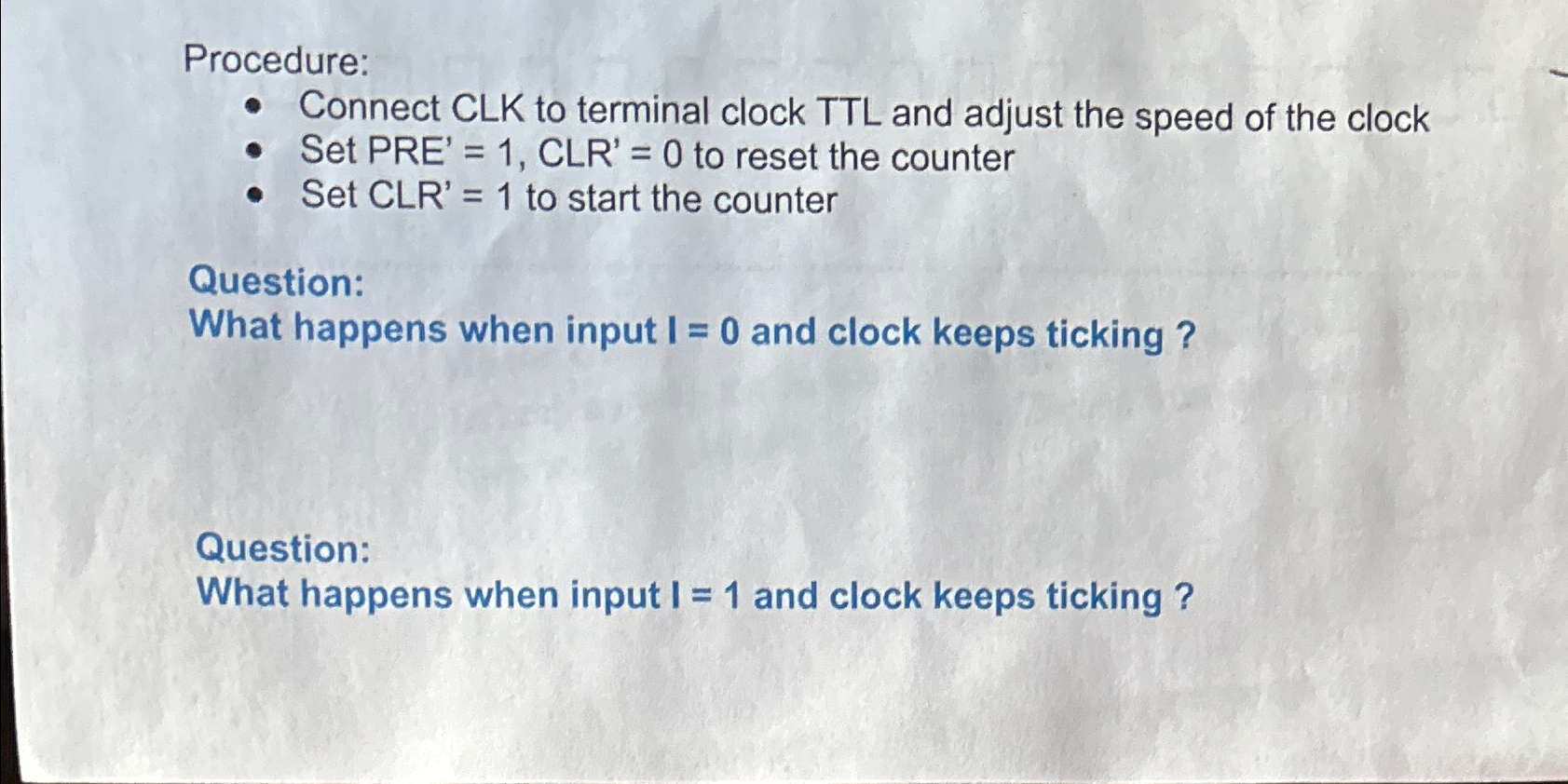 Solved Procedure:Connect CLK to terminal clock TTL and | Chegg.com