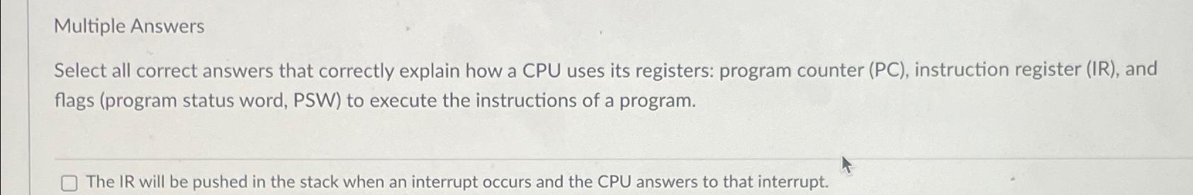 Solved Multiple AnswersSelect all correct answers that | Chegg.com