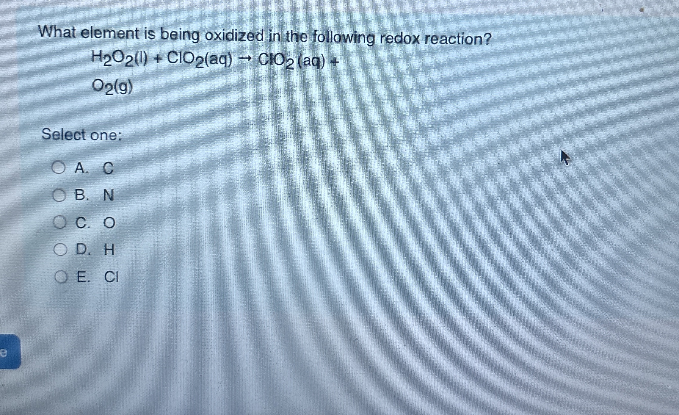 Solved What element is being oxidized in the following redox | Chegg.com
