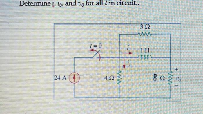 Solved Determine i,i0 and v0 for all t in circuit. | Chegg.com