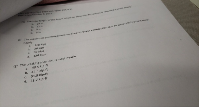 MOTERM EXAM 1 The total length of the beam where nese bution due to ...